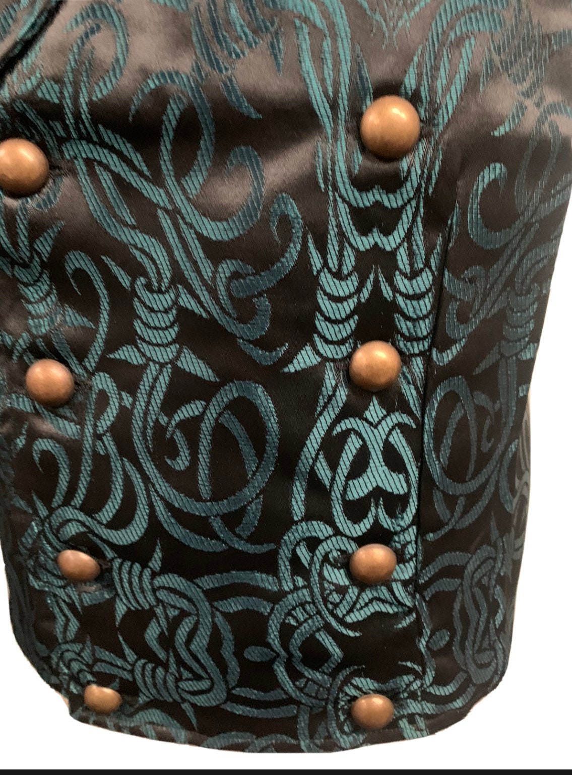 Waist Coat Raven Deadstock Steampunk Jade Barbed Wire Woven - Etsy