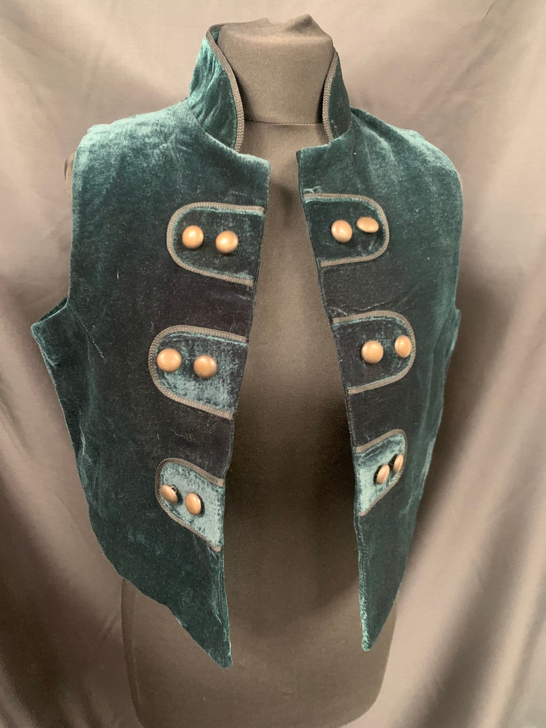 Women’s Vest Gothic Bottle Green Velvet Steampunk Pirate Women’s ...