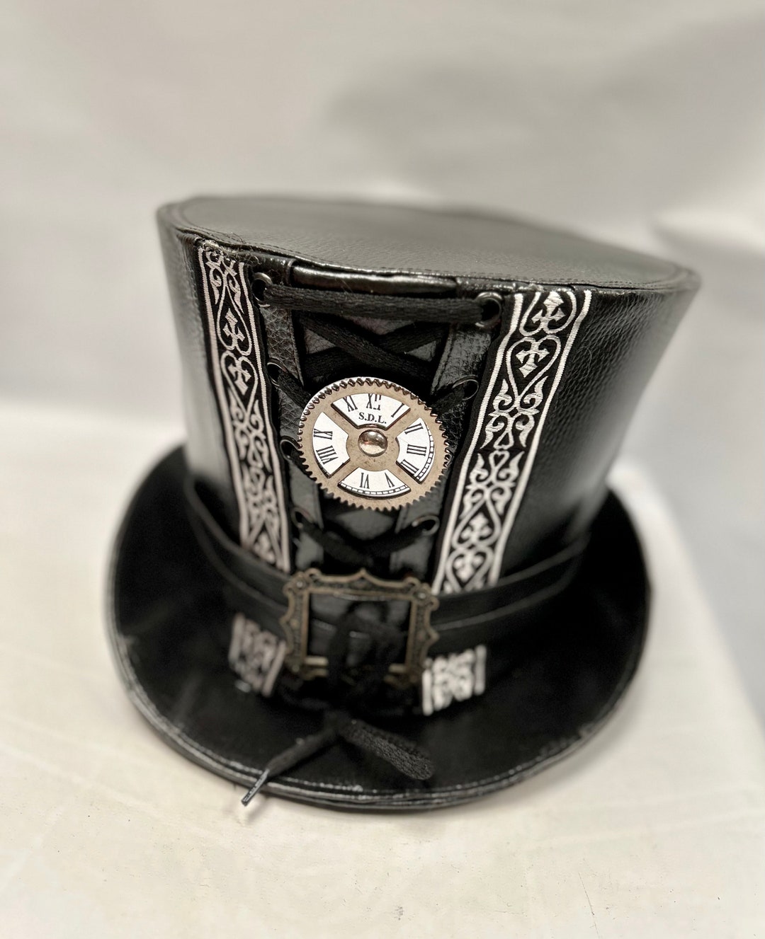 Top Hat Steampunk Victorian Gothic Black Top Hat With Clock Face and ...