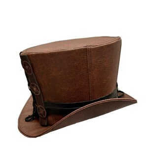 Steampunk Whitby Brown Rustic Top Hat With Rustic Cog Detail Size 60cm ...