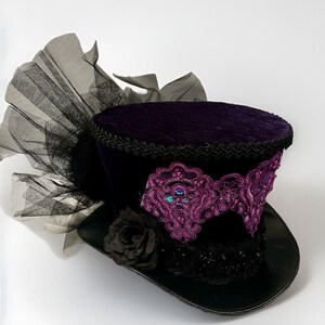 Top Hat Steampunk Gothic Victorian Dark Purple Velvet Tophat With Beads ...
