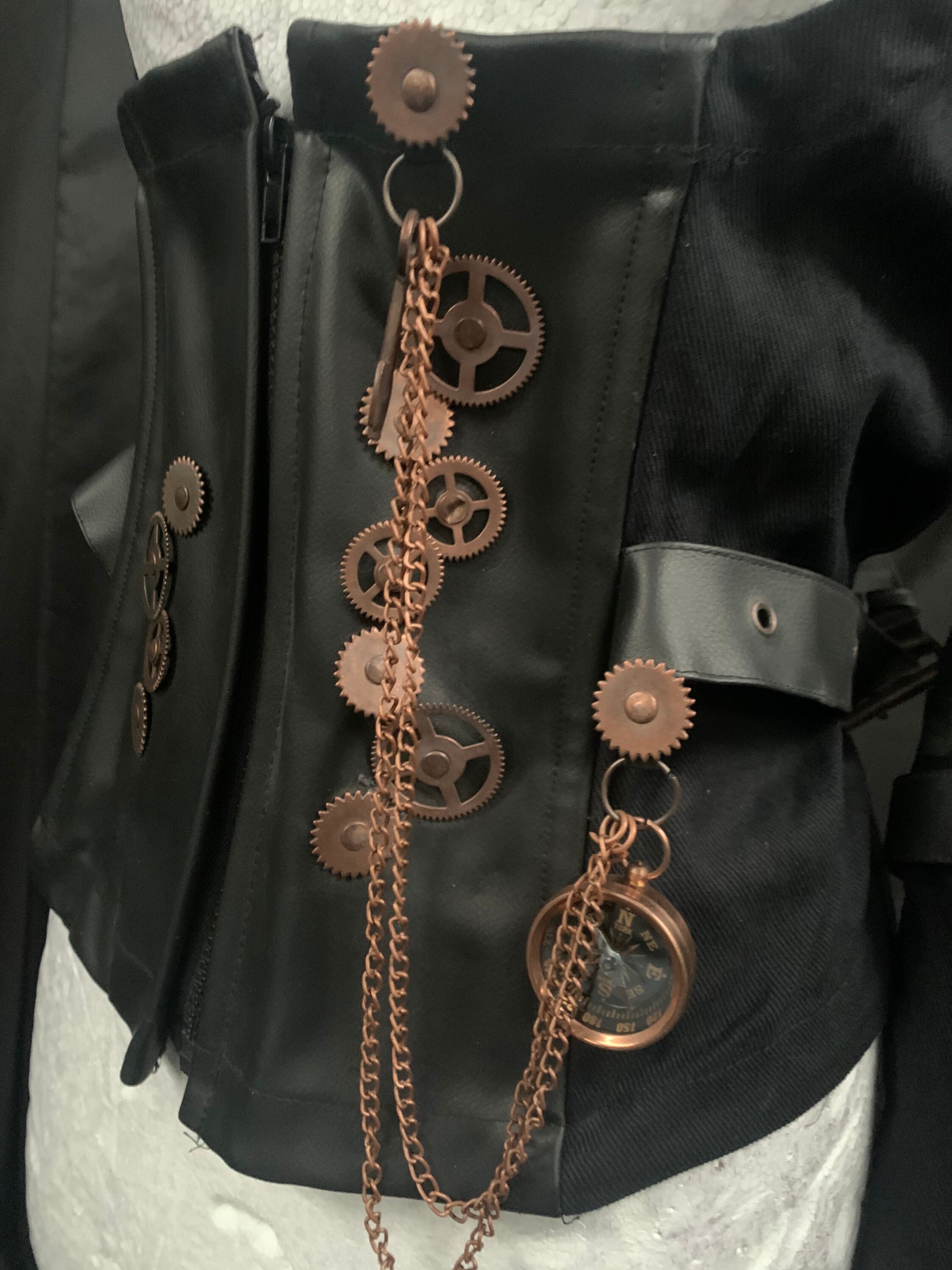 SDL Steampunk Clothing Black Cotton Jacket With Compass and - Etsy UK