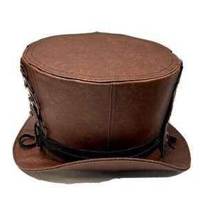 Steampunk Whitby Brown Rustic Top Hat With Rustic Cog Detail Size 60cm ...