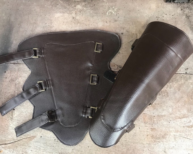 Leg Guard Steampunk Larp Warrior Two Peice Leg Guards Cosplay Dress Up ...
