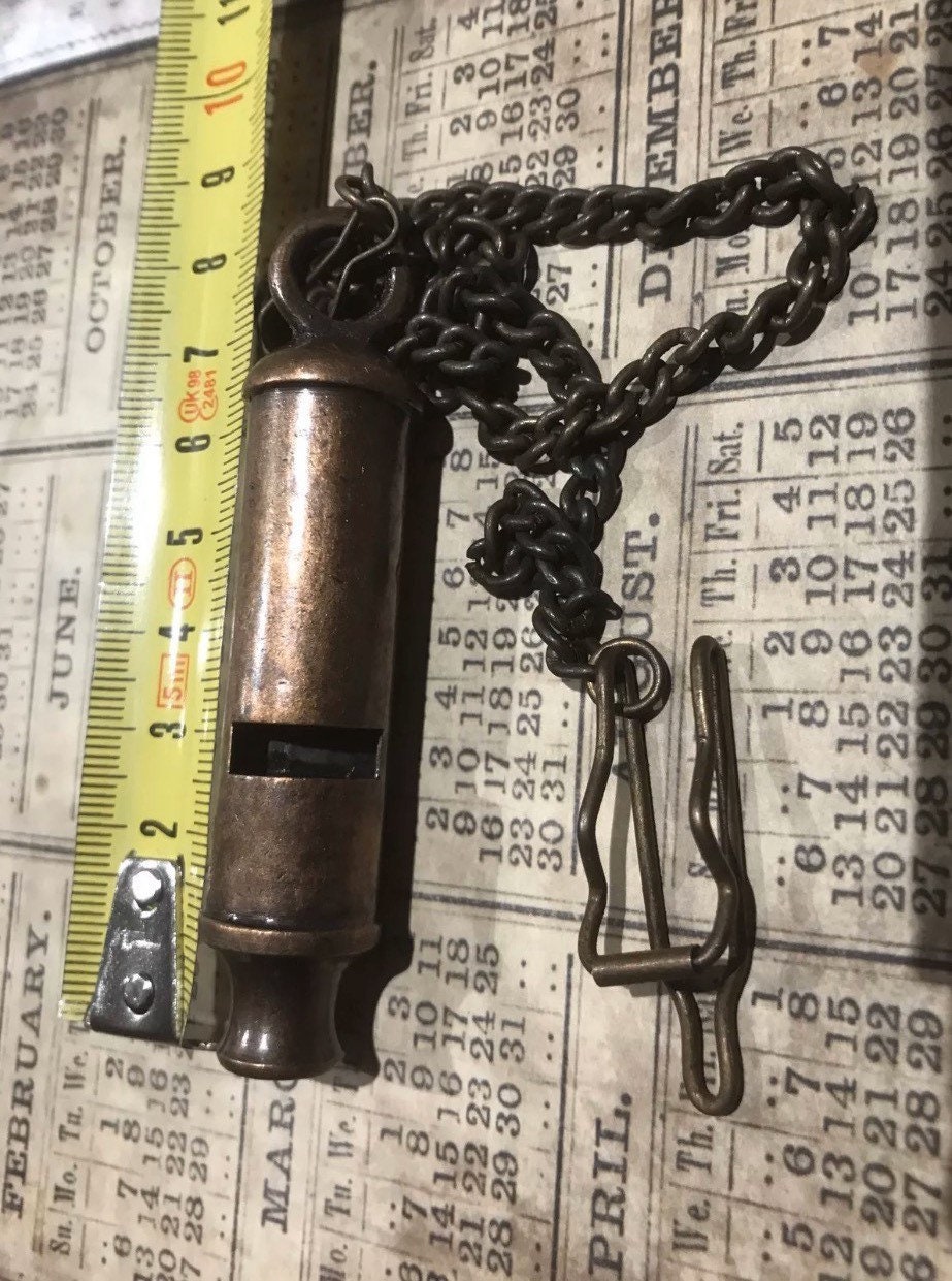 Steampunk Accessory Rustic Metal Old Fashioned Police Whistle on Rustic ...