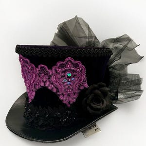 Top Hat Steampunk Gothic Victorian Dark Purple Velvet Tophat With Beads ...
