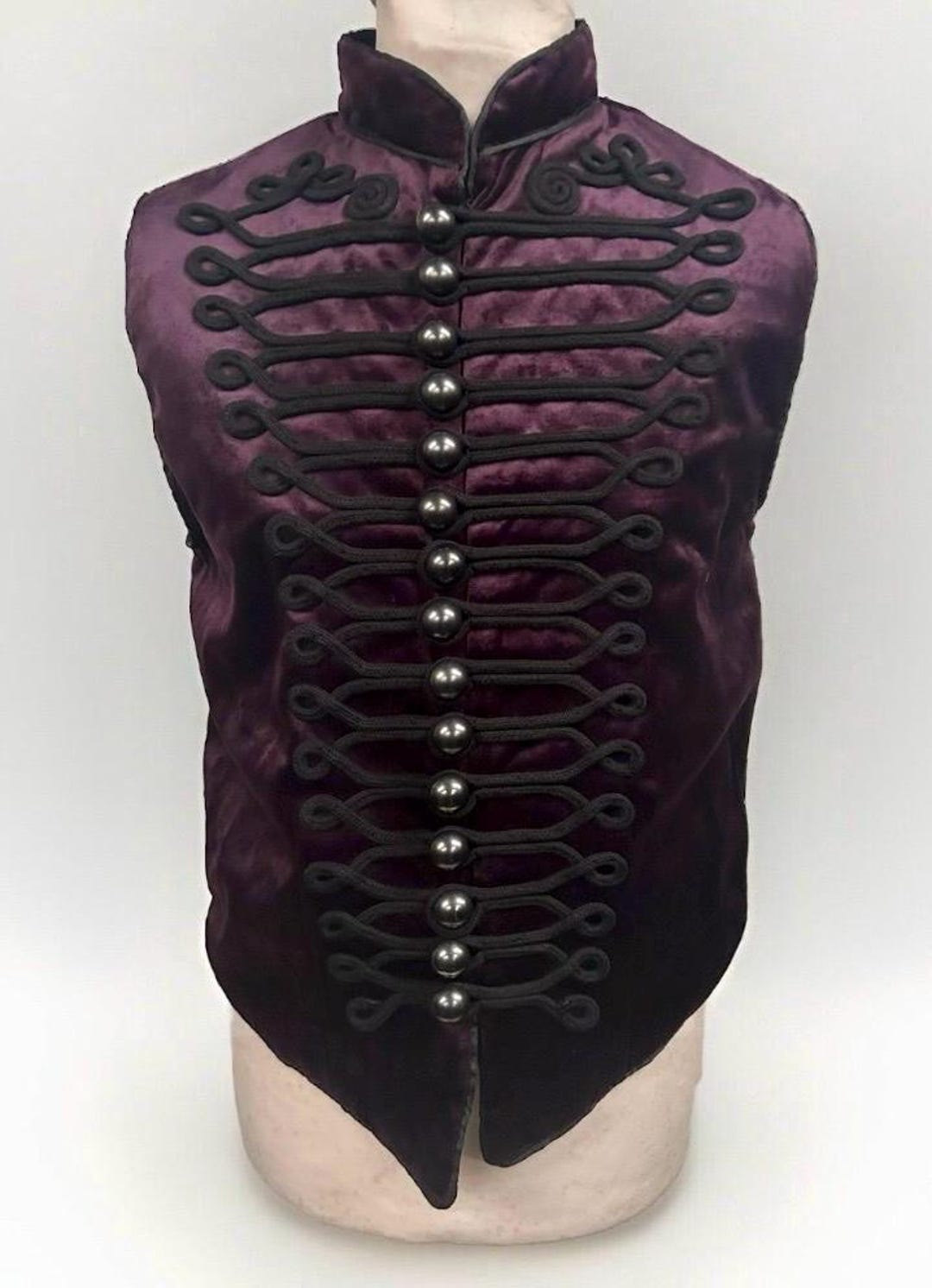 Waistcoat for Men Military Waistcoat Velvet Vest Darkpurple Gothic ...