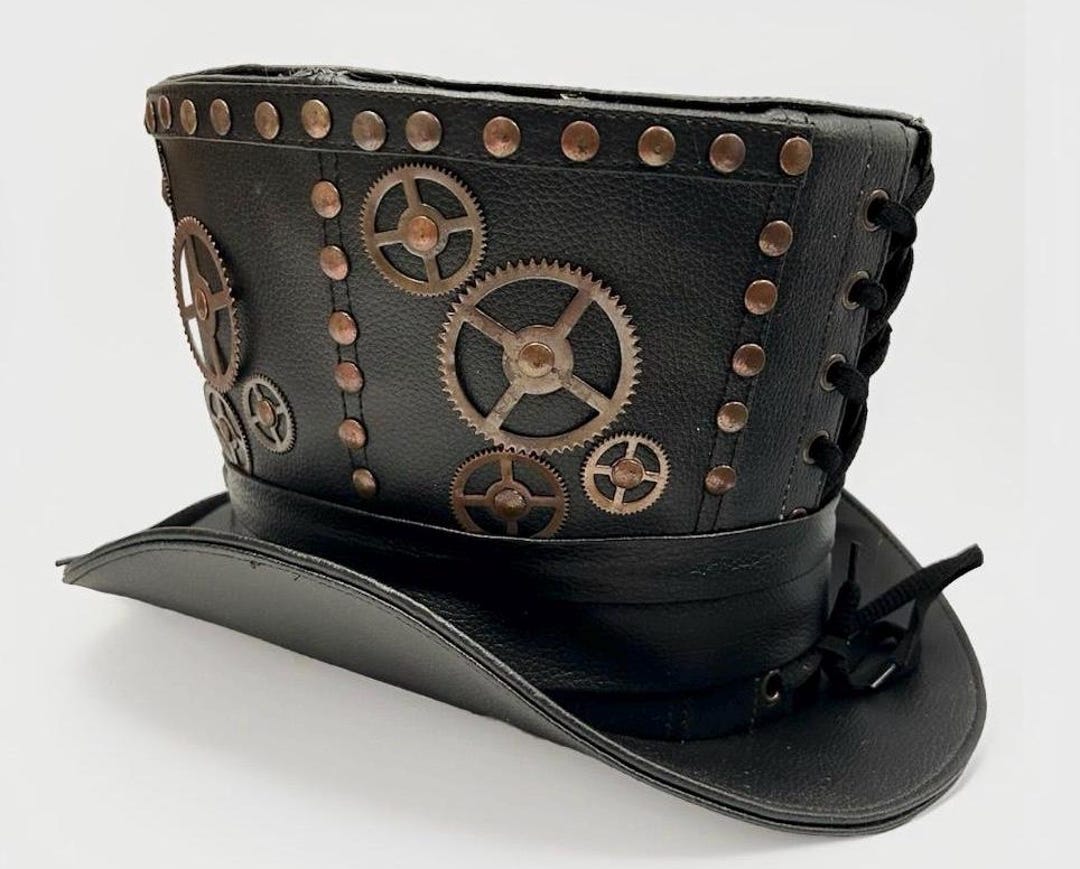 Top Hat Steampunk Rustic Top Hat With Metal Cog Detail 58 Cm - Etsy