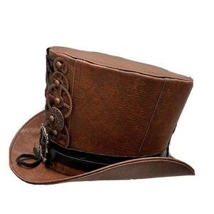 Steampunk Whitby Brown Rustic Top Hat With Rustic Cog Detail Size 60cm ...