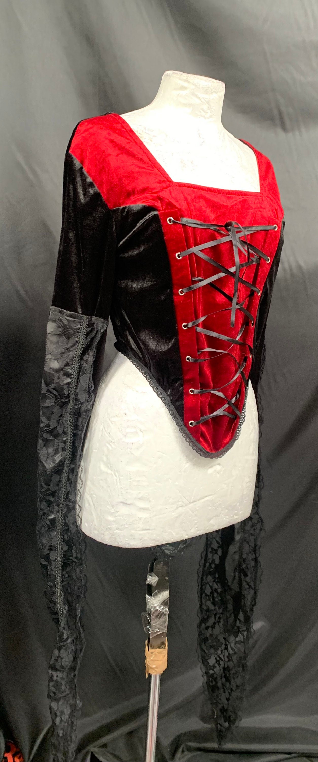Steampunk Gothic Medival Vampire Raven Vintage Red / Black Corset Top ...
