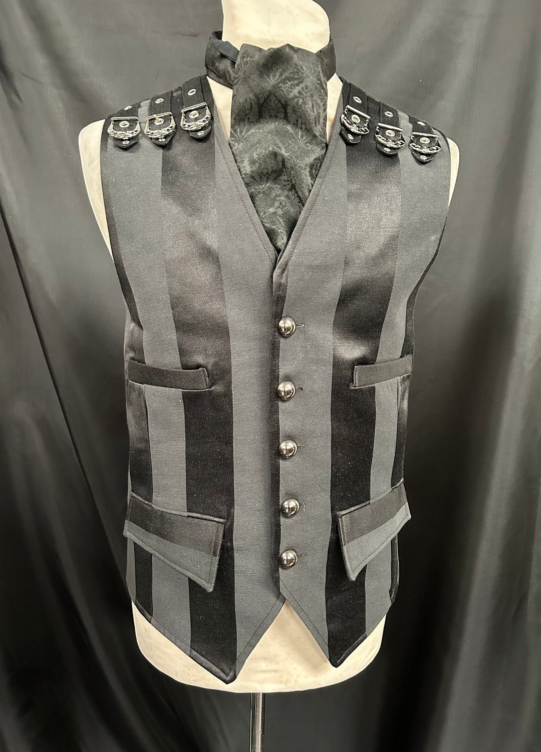 Steampunk Gothic Gentlemen Striped Vest / Waistcoat and Cravat Two ...