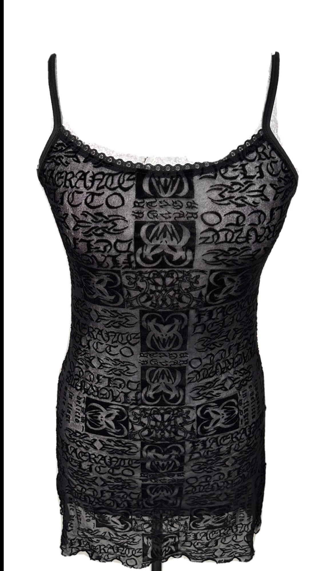 Vintage Gothic Strappy Dress - Raven Print, Stretchy Mesh - Etsy