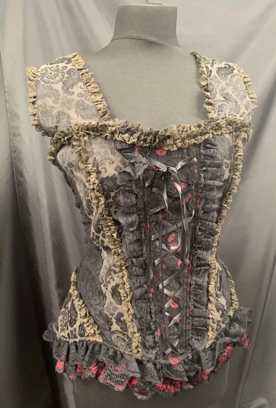 Corset Vintage Raven Steampunk Gothic Victorian Corse… Gem