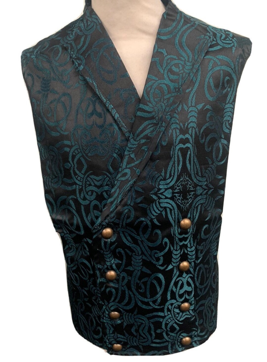 Waist Coat Raven Deadstock Steampunk Jade Barbed Wire Woven Double ...