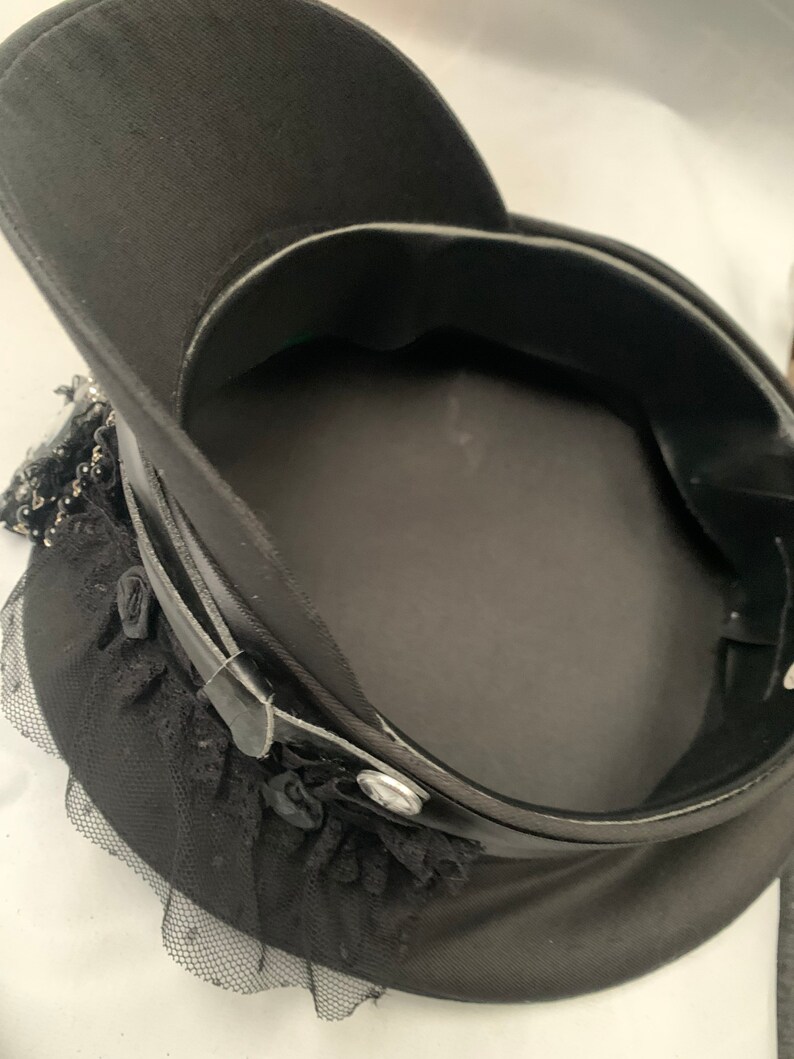Captain Hat Steampunk Gothic Black Captain Hat With Cameo and Lace Trim ...