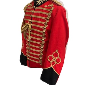 Mens Military Red Gold Braid Officers Jacket Steampunk Epaulette ...