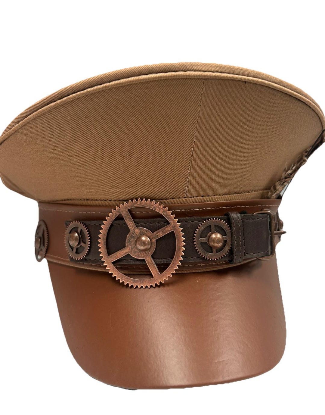 Captain Hat Steampunk Gothic Brown Captain Hat With Pin and Feather ...