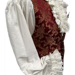 Waistcoat Steampunk /victorian Gothic Brocade Waist Coat Dark Red/ Gold ...
