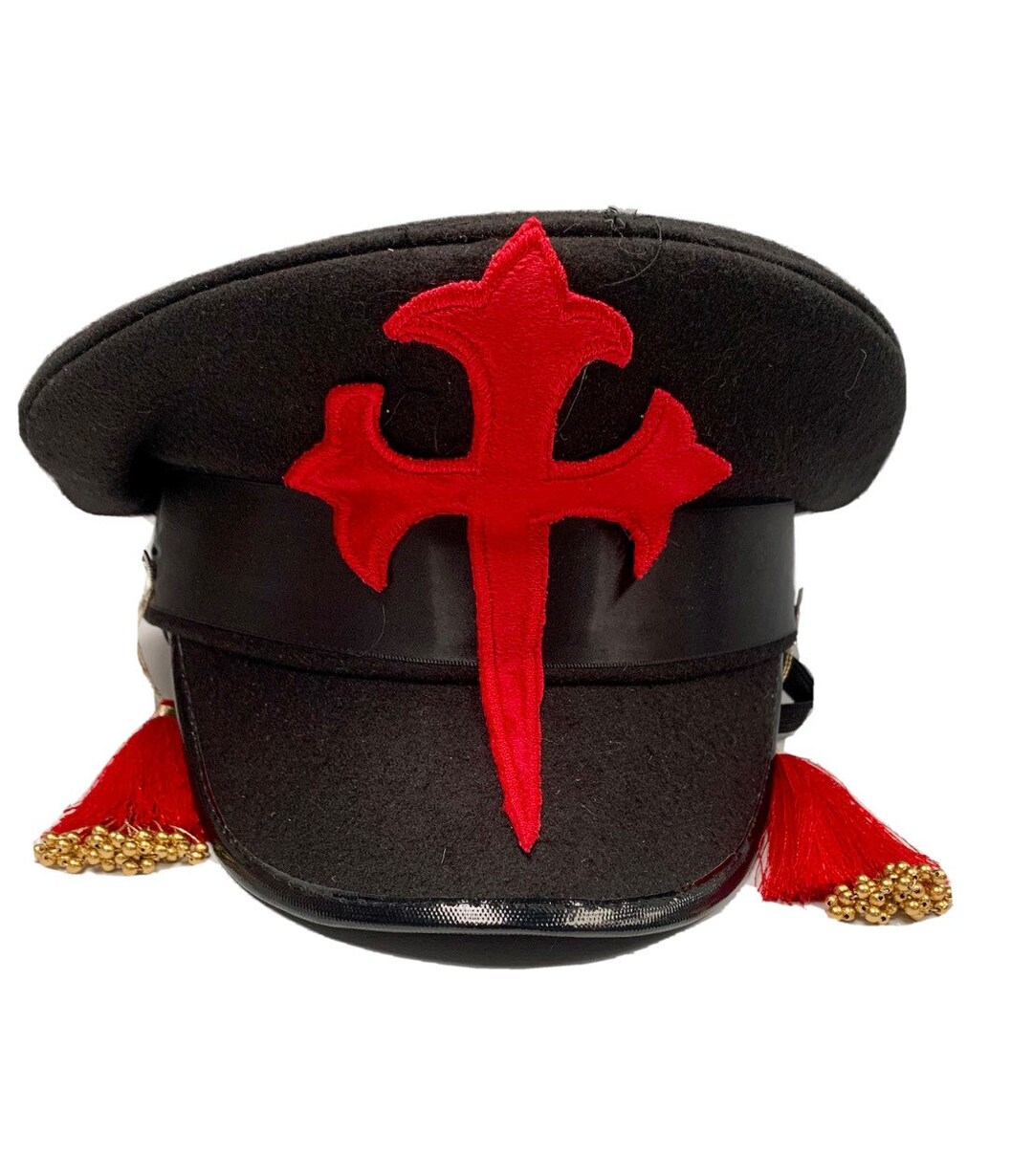 Gothic Black Woollen Captain Hat With Red Dagger Cross 59cm - Etsy