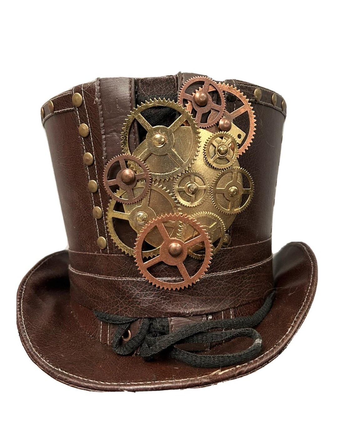 Steampunk Brown Tophat With Studding Rustic Cog Detail Size 60cm - Etsy
