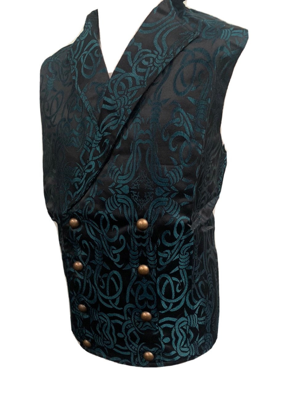 Waist Coat Raven Deadstock Steampunk Jade Barbed Wire Woven - Etsy