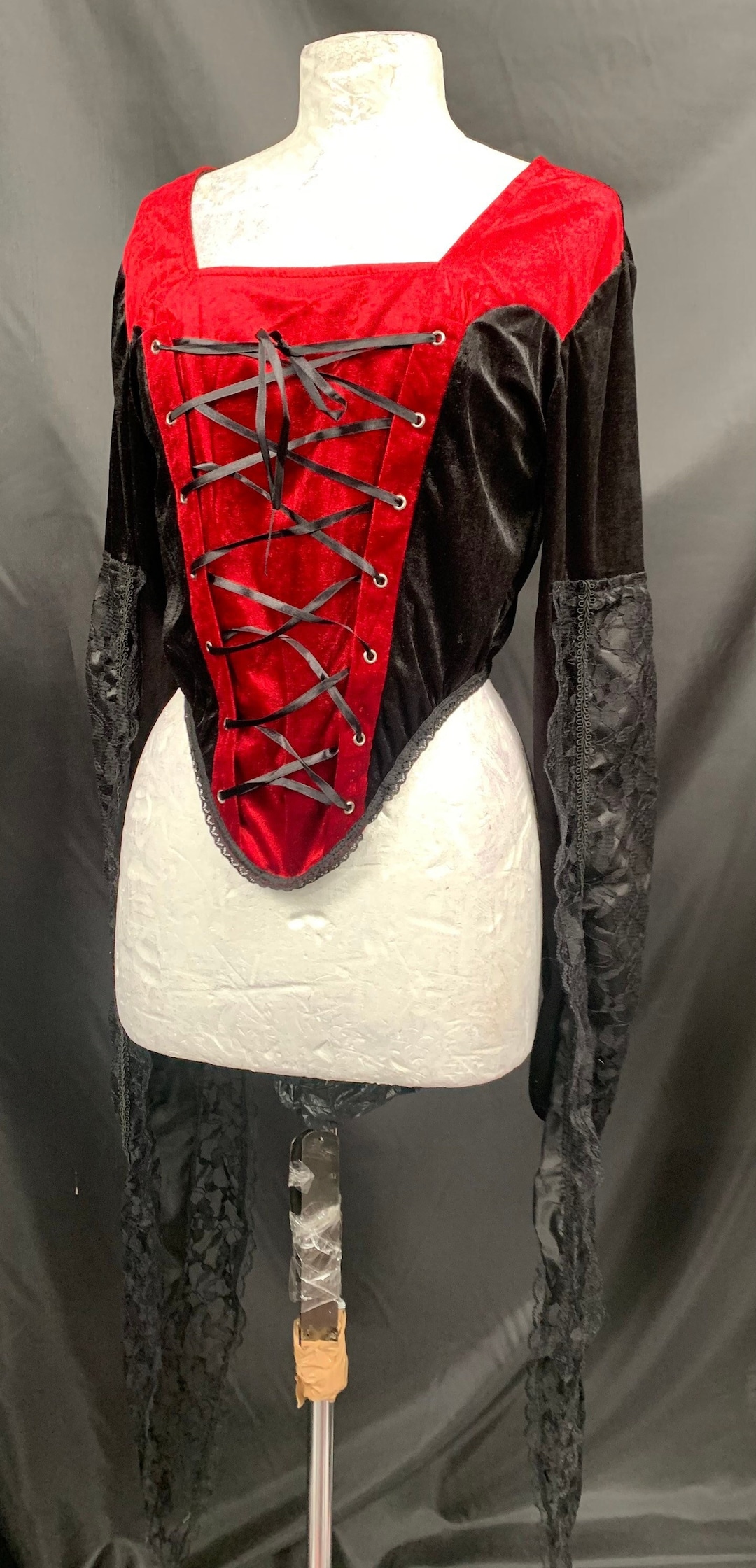 Steampunk Gothic Medival Vampire Raven Vintage Red / Black Corset Top ...