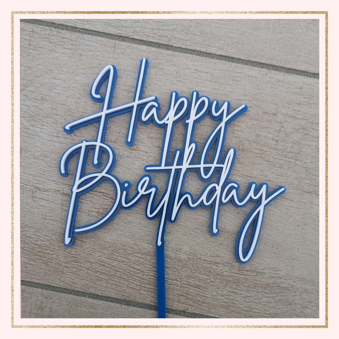 Double Layer 'happy Birthday' Cake Topper, Happy Birthday, Laser Cut ...