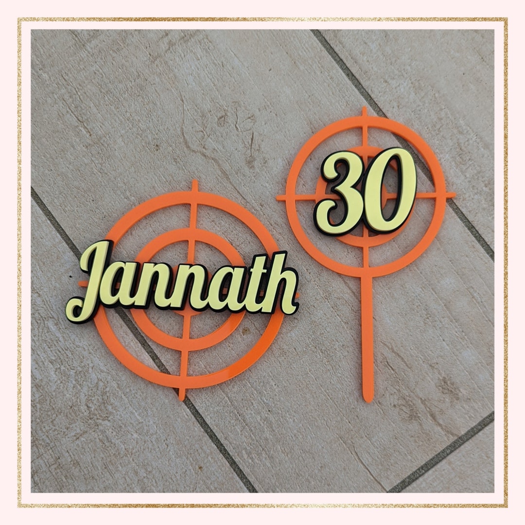Target Themed Acrylic Cake Topper Set, NERF Style, - Etsy