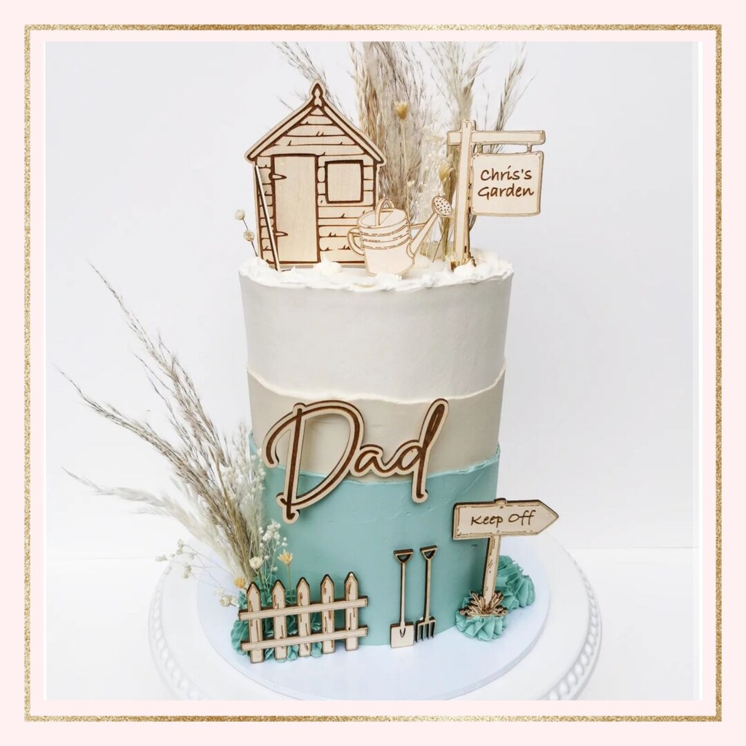 Wooden Gardening Theme Cake Topper Set Gardening Cake - Etsy UK