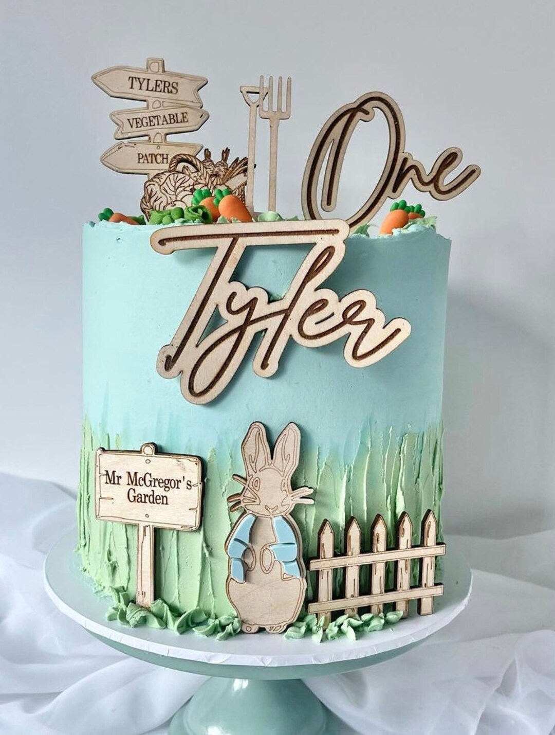 Peter Rabbit Themed Wooden Cake Topper Set - Etsy UK
