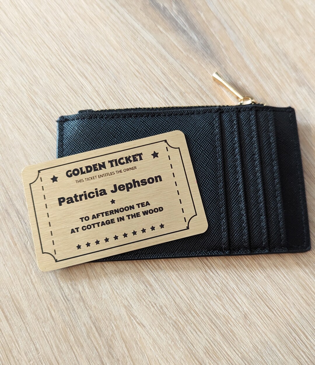 Golden Ticket Gift Voucher Wallet Keepsake Card, Personalised Aluminium ...