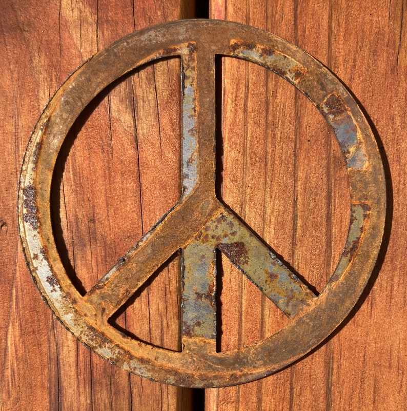 Rusty or Sparkly Rainbow Peace Sign made in USA - Etsy