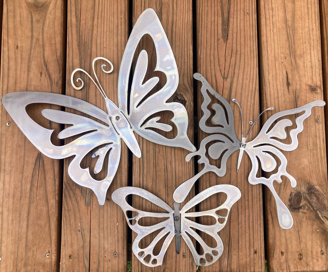 Set of 3 Bare Steel Butterflies ***made in USA*** - Etsy