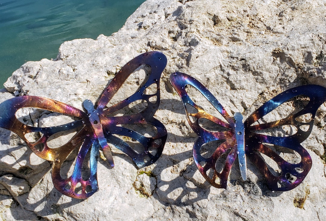 Pair of 11"w Torch-colored Metal Butterflies Wall & Garden Decor ...