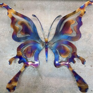 PERFECTLY IMPERFECT 11.5" X 11" Torch Colored Metal Butterfly - Etsy