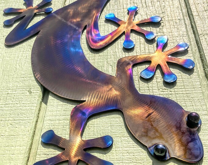 Torch Colored Metal Lizard Gecko * Indoor/outdoor Art Sculpture* *made ...