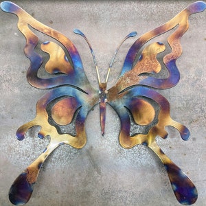 PERFECTLY IMPERFECT 11.5" X 11" Torch Colored Metal Butterfly - Etsy