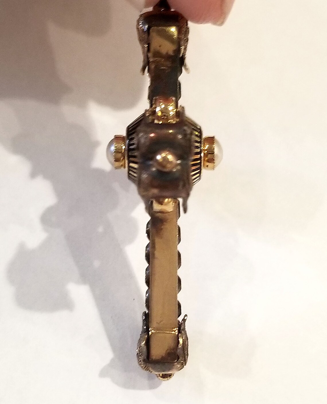 Antique 1800s Victorian Cross With Pearls and Black Enamel in 10K Gold ...