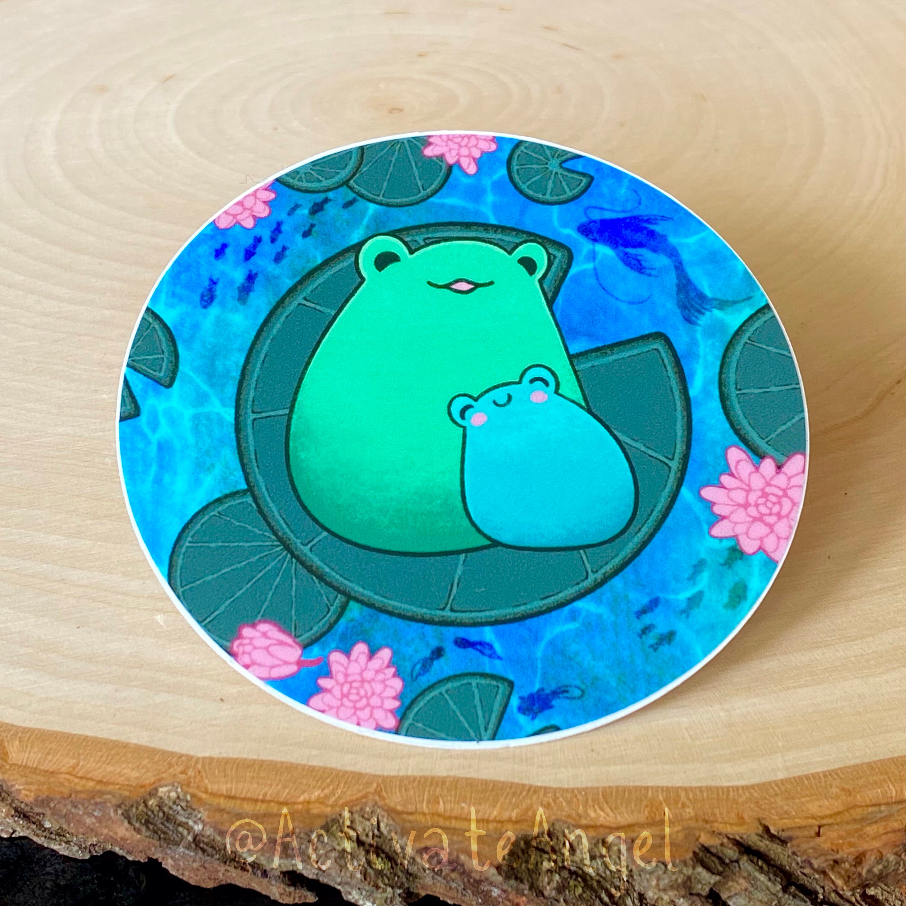 Frogs on Lily Pad Sticker | Etsy