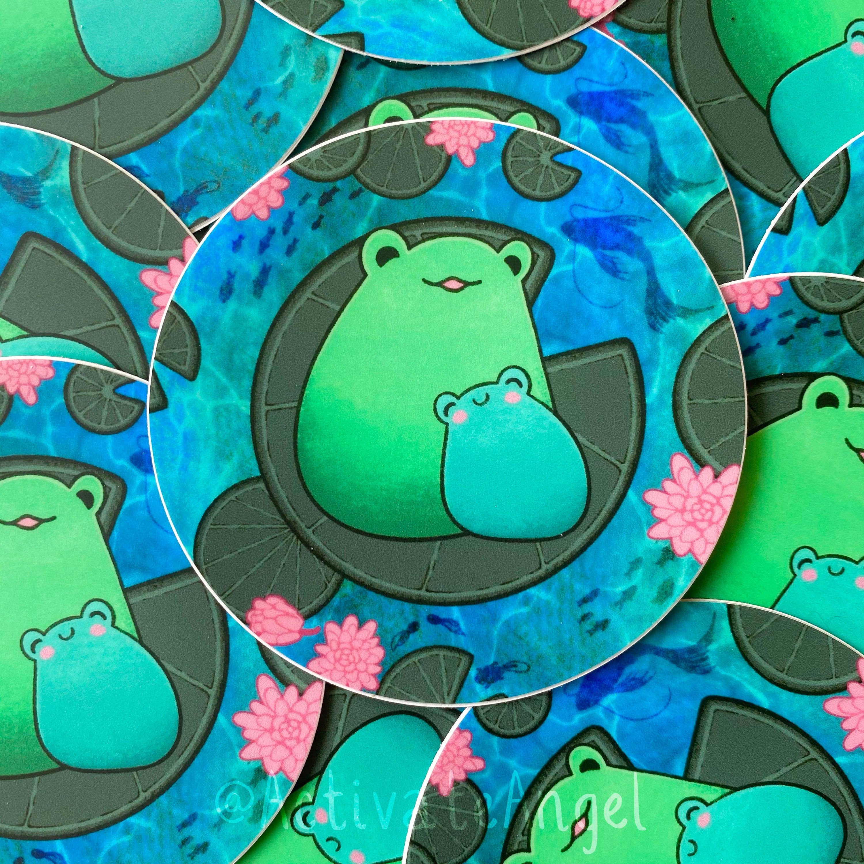 Frogs on Lily Pad Sticker - Etsy