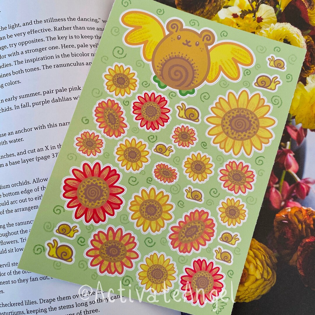 Sunflower Bat Sticker Sheet - Etsy