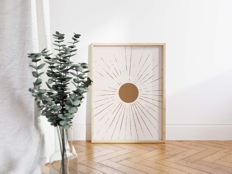 Boho Rising Sun Print - Mid Century Modern - Minimalist Room Decor ...