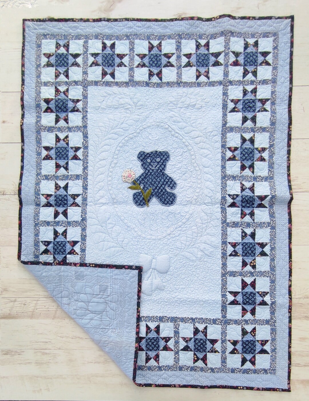 Bear Baby Quilt Handmade Patchwork Baby Quilt Toddler Boy Quilt - Etsy