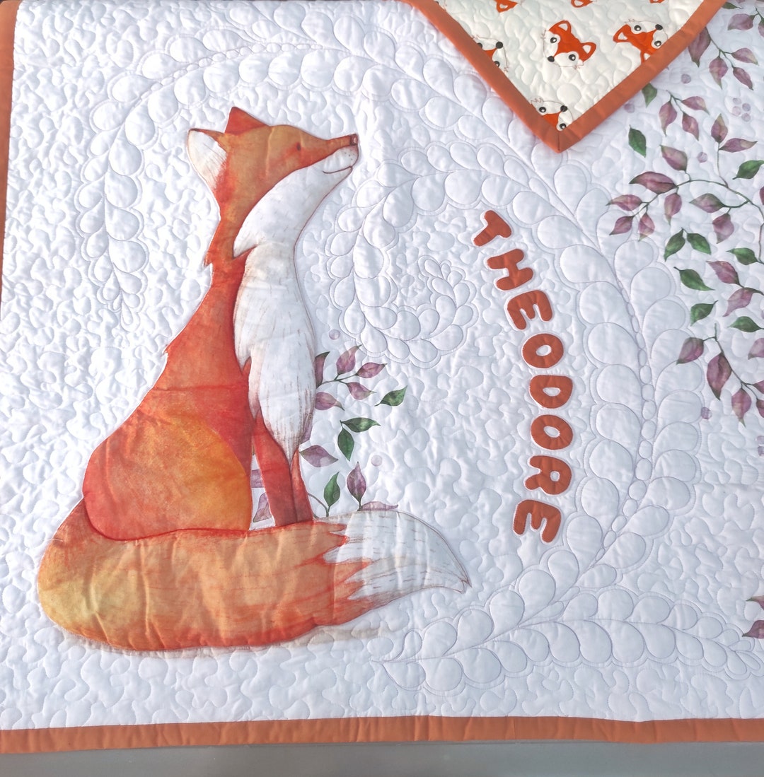 Personalized Quilt Fox Baby Quilt Handmade Toddler Girl Quilt Animal ...