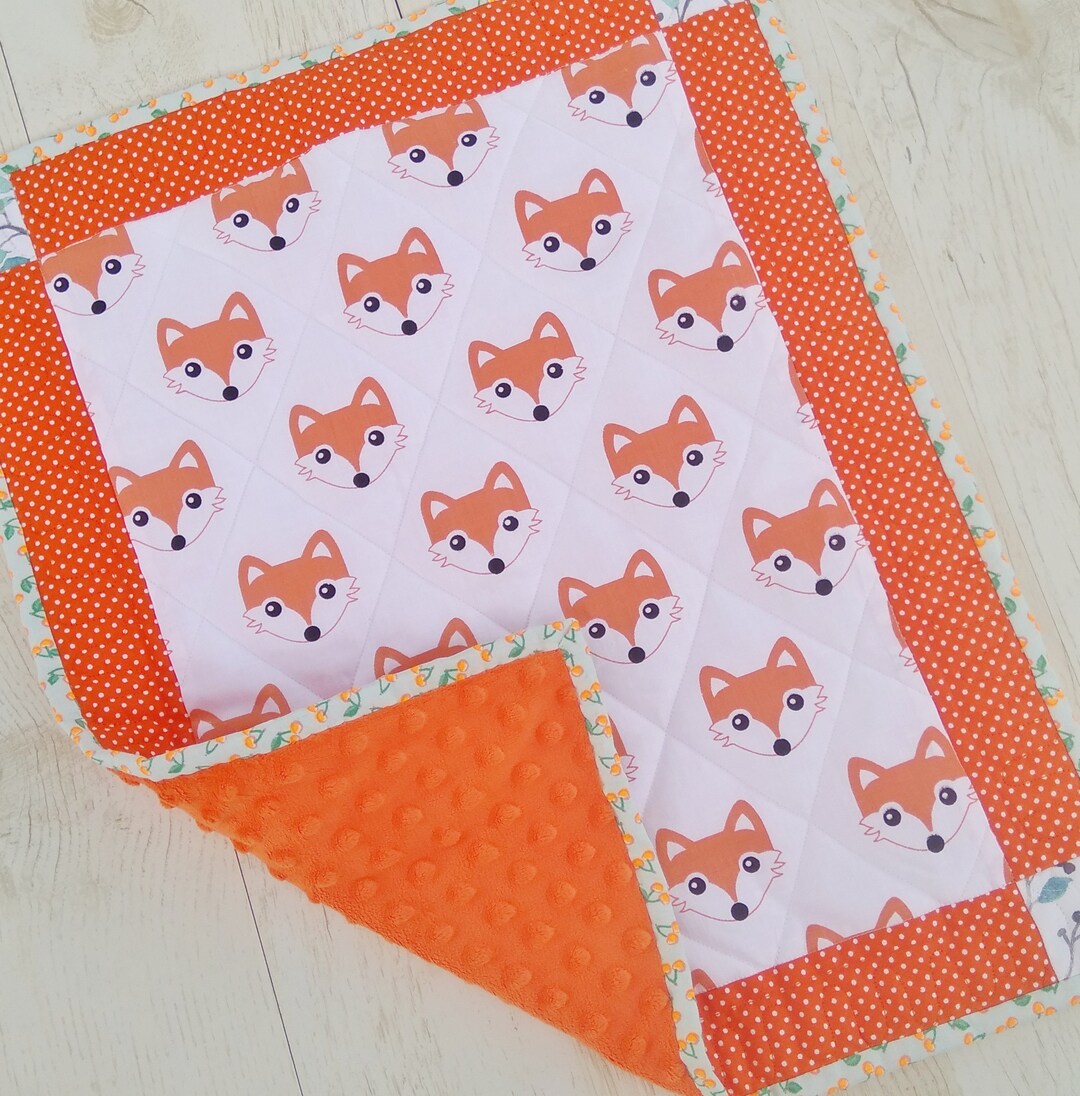 Fox Baby Quilt Orange Baby Blanket Animal Baby Blanket Homemade Quilt ...