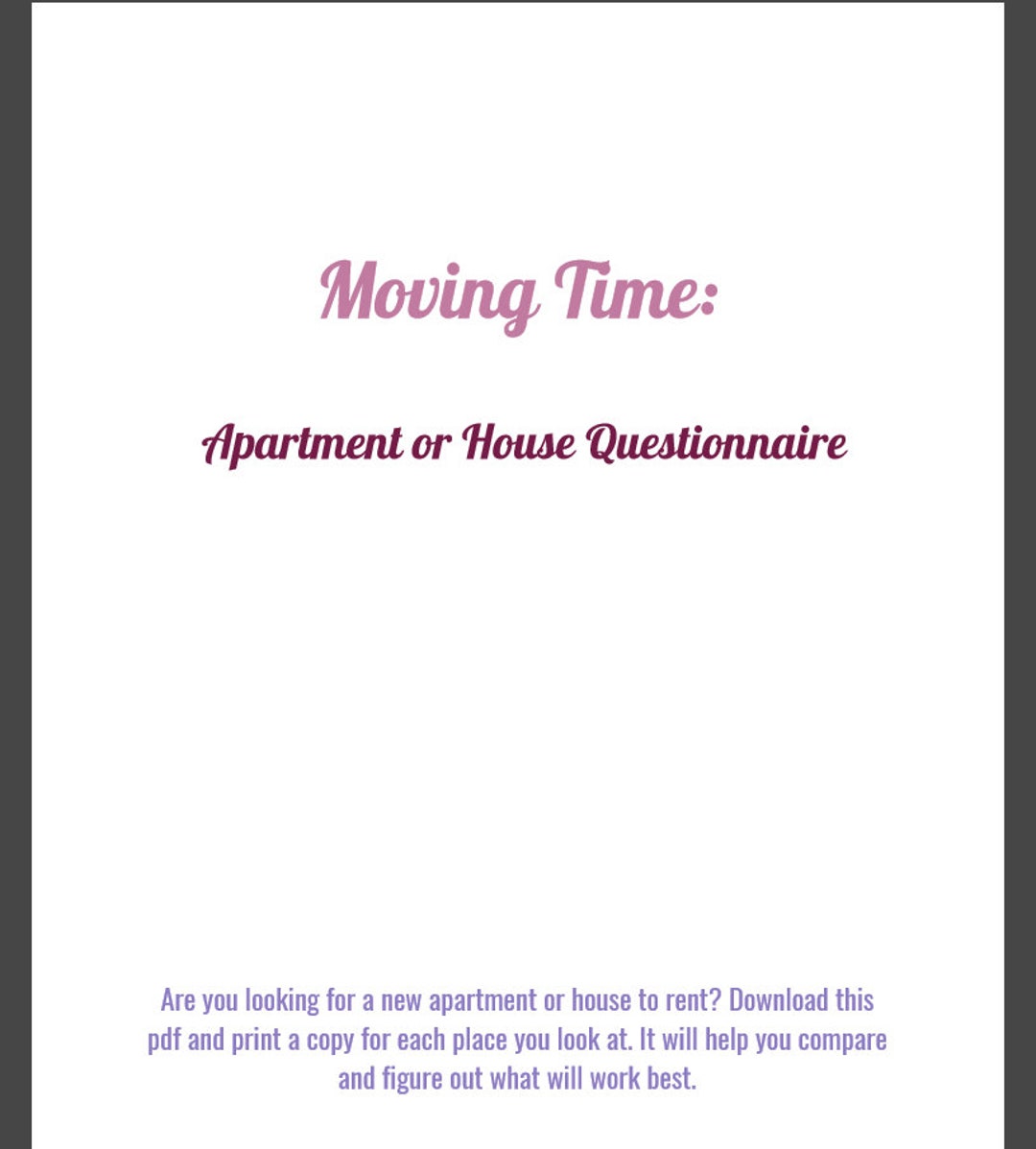 Housing Questionnaire - Etsy