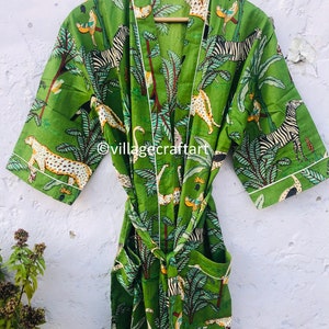 EXPRESS DELIVERY Green Tiger Print Cotton Robe Casual - Etsy