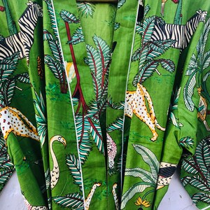 EXPRESS DELIVERY Green Tiger Print Cotton Robe Casual - Etsy