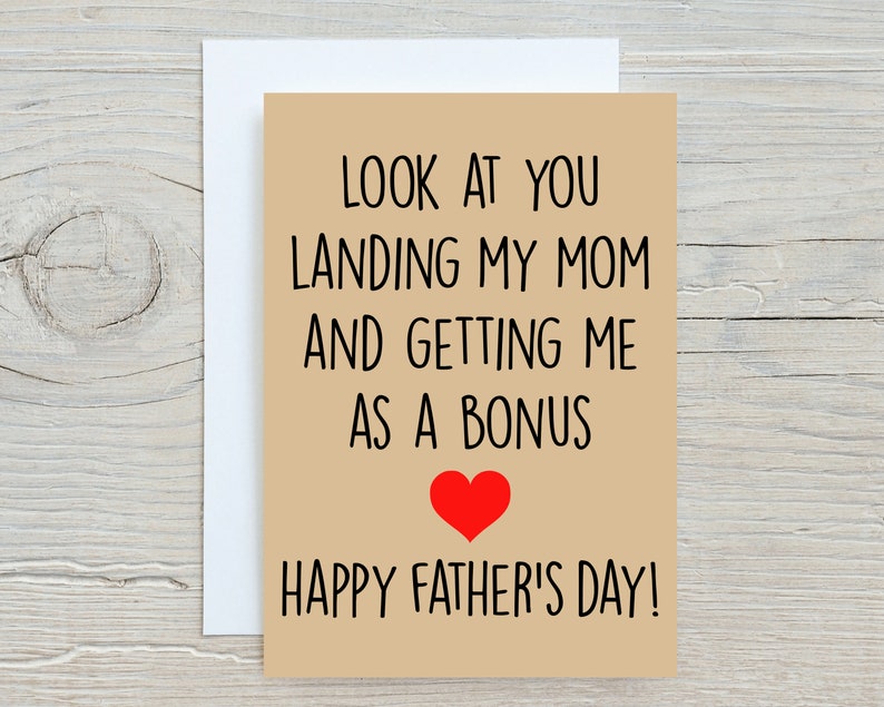 Stepdad Fathers Day Card, Funny Step Dad Happy Father’s Day Gift, Bonus ...