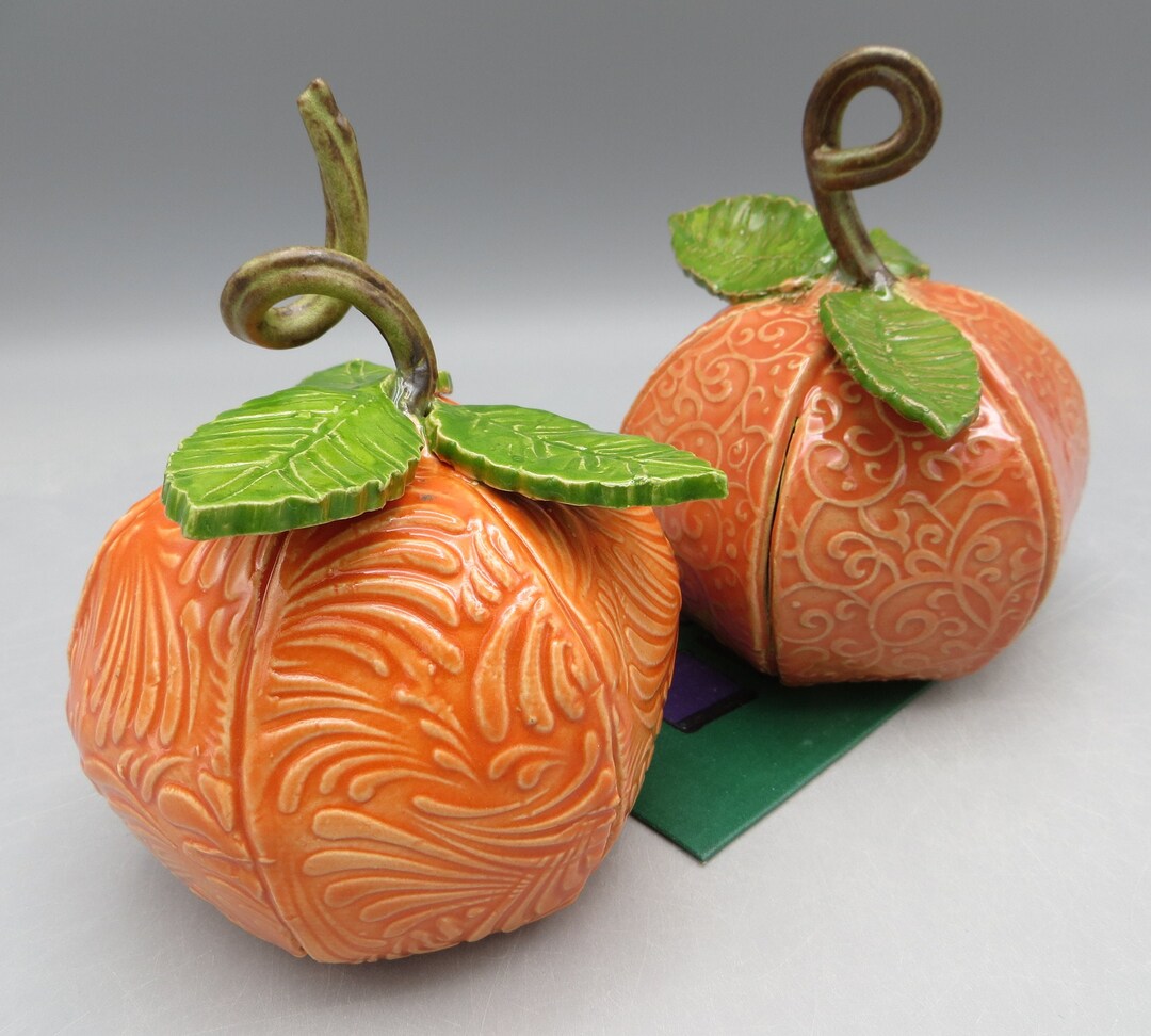 Large Pottery Pumpkins Fall Decoration Halloween Decoration Pierced ...
